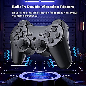 Boowen Wireless Controller for PS3, Upgraded Gaming Controller, 6-Axis High Performance Motion Sense Double Shock 360° Analog Joysticks Remote, Compatible with Sony PlayStation 3