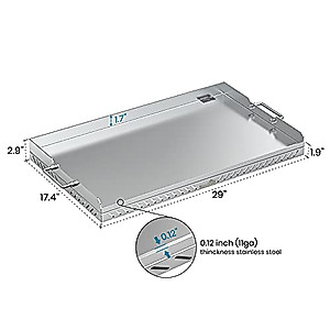 Stanbroil 28 inch Stainless Steel Flat Top Gas Grill Griddle Replacement for Blackstone 2-Burner Propane Fueled Grill Improved New Rear Grease Management System (Improved Version)