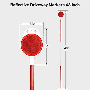 Driveway Markers, 48 Inch Driveway Reflectors for Snow Plowing - Double Sided Reflective Driveway Markers Snow Stakes with Easy Visibility at Night and All Weather (4 Pack)