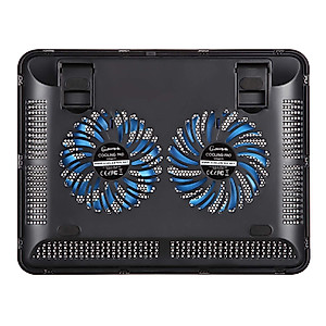 Laptop Cooling Pad, Coolertek Portable Slim Quiet Laptop Notebook Cooler Cooling Pad Stand with 2 Blue LED Fans, USB Powered, Adjustable Angled, Fits 11-14 Inch Laptop