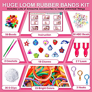 Momo's Den 2100+ Rubber Band Loom Bracelet Kit Loom Bands Kit Best Gifts for Birthday and Easter with Premium Accessories Bright Color Bands, Rubber Band Refill Kit for Girls & Boys