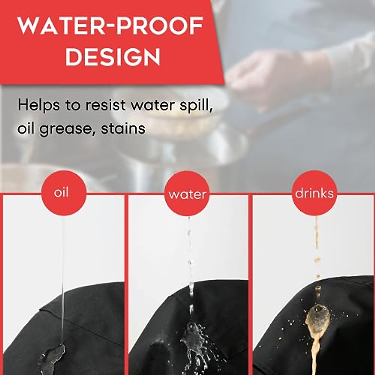 Comfyanno Aprons for men, 2 Pack 100% Cotton Mens Apron, Black Chef Kitchen Cooking Apron, Men Grilling BBQ Apron with 2 Pockets, Waterproof Man Apron for Gardening, Baking