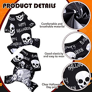 4 Pack Halloween Dog Pajamas Holiday Clothes Dog Costumes for Halloween Dog Apparel Jumpsuit Pumpkin Skull Ghost Witch Halloween Dog Costume for Puppy Dog Cat Halloween Cosplay (Small)