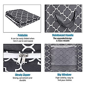 UMEIJA Large Clothes Storage Bags 100L Clothing Storage Organizer Foldable Storage Containers for Comforter Blanket Bedding with Durable Handle, Clear Window, Sturdy Zippers (3 Pack)