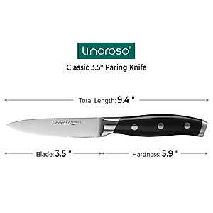 linoroso 4-Piece Classic Sharp German High Carbon Stainless Steel Chef Knife Set Kichen Knife Set, Includes 8'' Chef Knife, 7.5'' Chinese Cleaver, 7'' Nakiri Knife and 3.5'' Fruit Paring Knife
