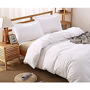 Colourful Snail 100-Percent Cotton Duvet Cover Set, Hidden Zipper Closure, Ultra Soft, Easy Care and Durable, Simple Bedding Style, Twin, White