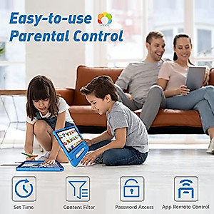 VNEIMQN Kids Tablet, 10 Inch Tablet for Kids Android 12 Go WiFi 32GB 12 Hours Battery Toddler Tablet, Parental Control Pre-Installed, 2-Year Guarantee, 1280 * 800 HD, Dual Camera with case Included