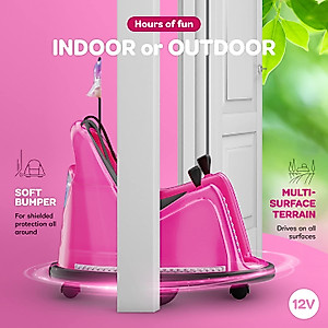 Bumper Buddy Ride On Electric Car for Kids & Toddlers, 12V 2-Speed, Ages 1 2 3 4 5 Year Old Girls - Remote Control, Baby Girl Riding Bumping Toy Gifts Cars - Toys Gift Toddler 12-18 Months Age