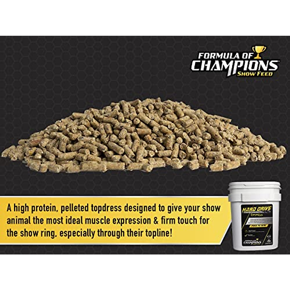 Hard Drive Topdress Pelleted Supplement for Cattle, Sheep, Goats, and Pigs, 35 lb Bucket