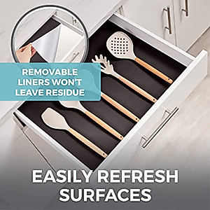Home Genie Peel and Stick Adhesive Drawer and Shelf Liner 19.7 IN x 10 FT, Easy Apply Waterproof Removable Vinyl, Cabinet Drawers, Book Cover Protection, Crafts, Décor Paper Contact Liners, True Black