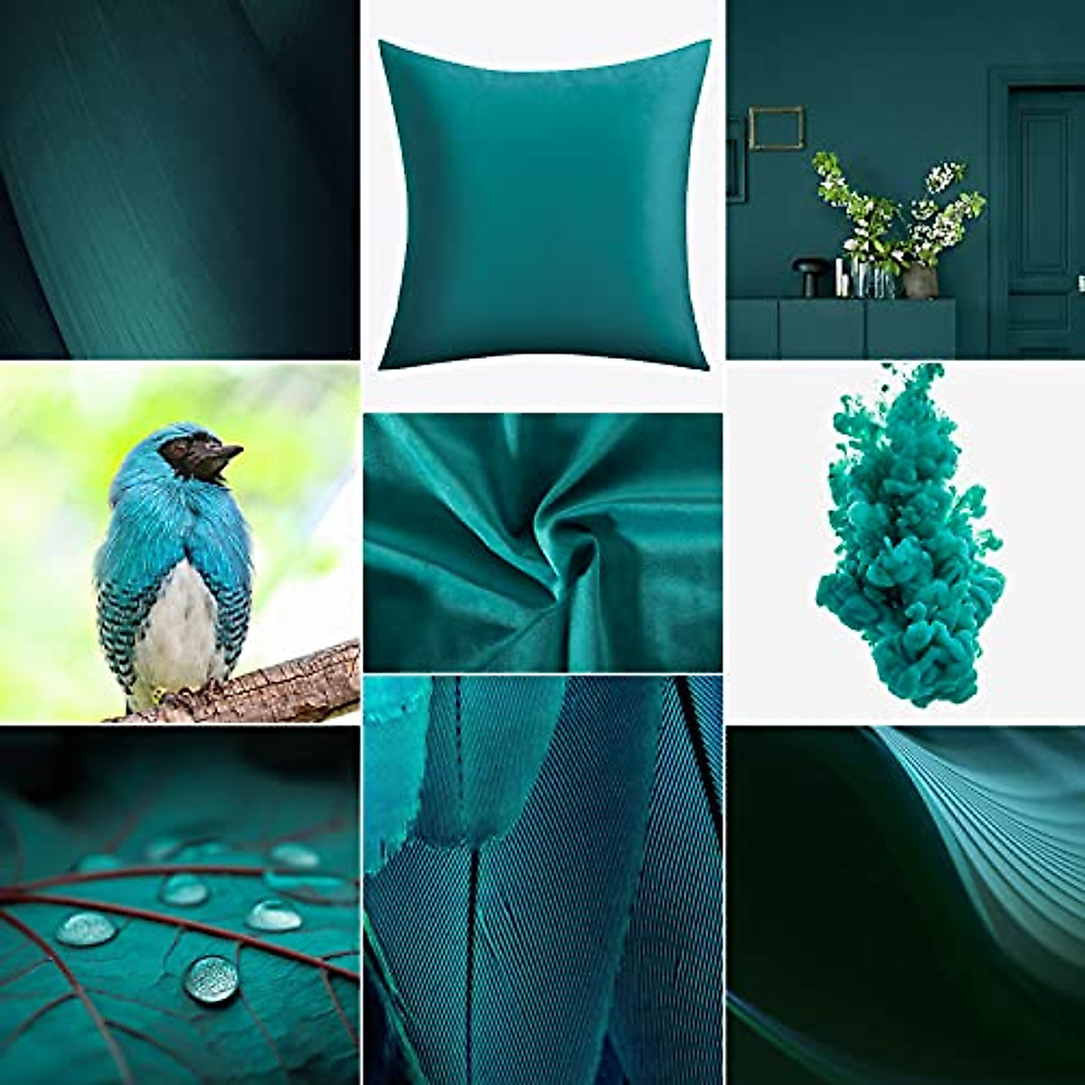 Urbanstrive Not Fade Velvet Soft Solid Decorative Throw Pillow Covers Square Cushion Case for Sofa Bedroom Car 18 x 18 Inch 45 x 45 cm, Aqua Green