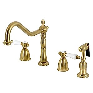 Kingston Brass KB1797BPLBS Bel-Air Widespread Kitchen Faucet Sprayer, Brushed Brass