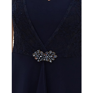 Ever-Pretty Women's Cap Sleeve Floral Lace V-Neck Maxi Summer Dress for Women Navy Blue US6