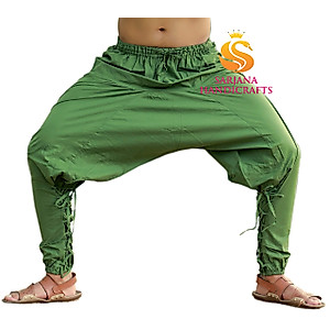 SARJANA HANDICRAFTS Mens Womens Cotton Churidar Harem Pants Yoga Pajama Ethnic Trouser (Green)