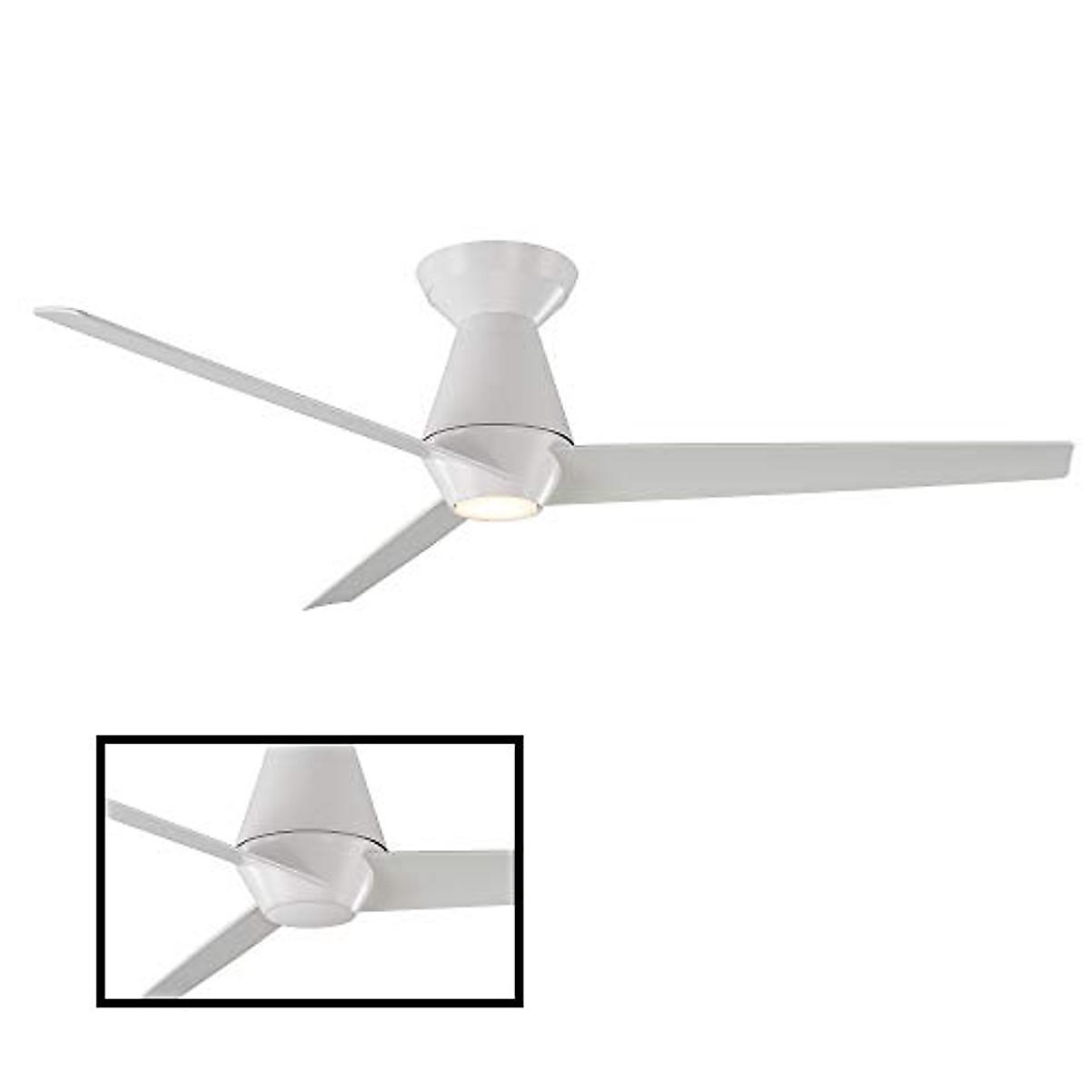 Slim Smart Indoor and Outdoor 3-Blade Flush Mount Ceiling Fan 52in Matte White with 3000K LED Light Kit and Remote Control works with Alexa, Google Assistant, Samsung Things, and iOS or Android App