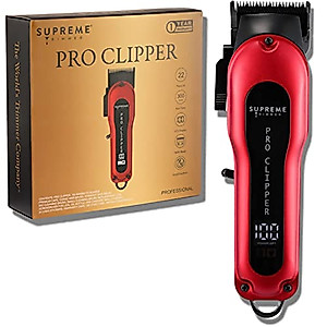 Supreme Trimmer Hair Clipper STC5030 Professional Clipper Set (300 Min Run Time) Cordless Beard Trimmer, Red Pro Clipper Fade Blade