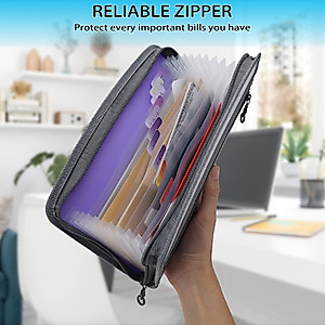 NAFY Small Accordion File Organizer, A5 Check Size 13 Pockets Coupon Receipt Holder Organizer with Zipper, 11X7 Inches Accordion Expanding Folder Wallet for Coupon, Receipt, Bills, Cash(Lavender)