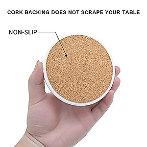 Absorbent Coasters Natural Ceramic Thirsty Stone Navy Blue Octopus Seahorse Crab Turtle Ocean Theme Coaster Set for Drinks Cork Backing (sea Animals)…