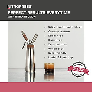 Hatfields London NitroPress Coffee Nitrogen Chargers, Use with NitroPress Instant Nitrogen Diffuser for Nitro Cold Brew Coffee (40 Cartridges)
