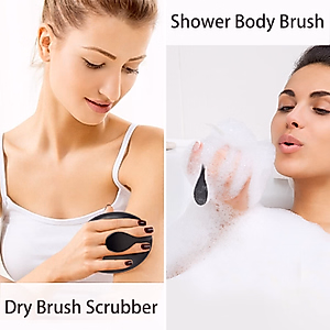 Dry Brushing Body Exfoliating Brush, Anti Slip Body Scrubber for Shower, Never Mold Shower Body Cleaning Brush for Deep Cleansing & Soften Skin, Improve Circulation (Black)