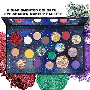 FREEORR 18 Colors Galaxy Eyeshadow Palette, Glitter Eyeshadow Makeup Multi Reflective Shimmer/Glitter Matte Bake Pressed Pearly High-pigmented Colorful Eye-Shadow Makeup Palette