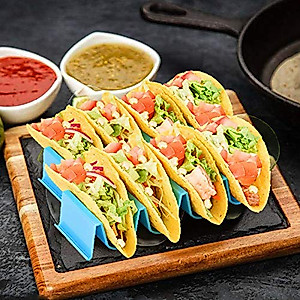 Taco Holder, Taco Holder Stand Set of 6, PP Health Material Taco Rack, Good Holder Stand on Table, Hold 4 Hard or Soft Shell Taco, Safe for Baking as Truck Tray