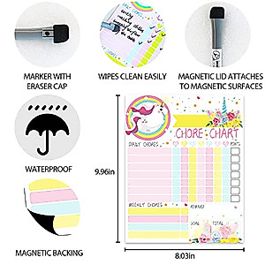 Unicorn Chore Chart for Kids, Magnetic Behavior Reward Chart, My Responsibility Chart for Kids at Home