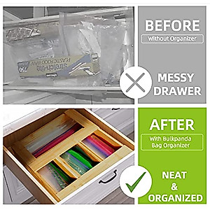 BulkPanda Ziplock Bag Storage Organizer for Drawer, Food Sandwich Bag Storage Organizer Dispenser Compatible with Gallon, Quart, Sandwich and Snack Variety Size Bag (Set of 4 )