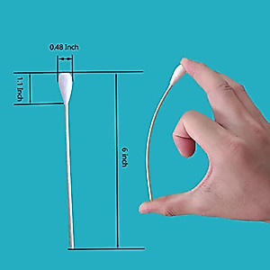 6 Inch Long Cotton Swabs,Large Cotton Buds with Wooden Handle for Dogs 100pcs