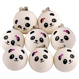 KUUQA 8 Pieces 1.57" Slow Rising Mini Panda Scented Toys Cute Charms Phone Key Chain Straps Kids Toy Gift Party Favors(Style Random)