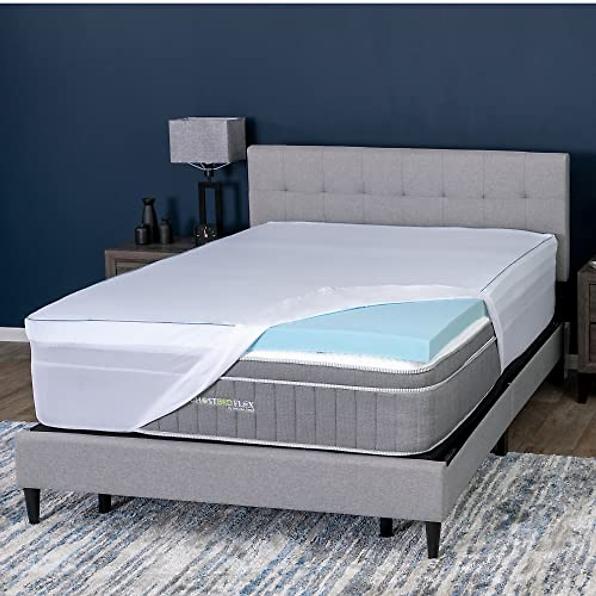Nature’s Sleep by GhostBed - AirCool IQ 3 Inch Thick Density Gel Memory Foam Mattress Topper with Fitted Cover and 18 Inch Skirt - Twin XL