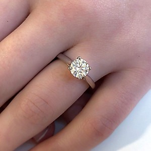 1 CT DEW Moissanite Solitaire Engagement Ring for Women - Sterling Silver Rings - Jewelry for Women - Anillo de Mujer - Perfect Engagement Gift - Round Cut Solitare - Moissanite Promise Rings (Size 8)