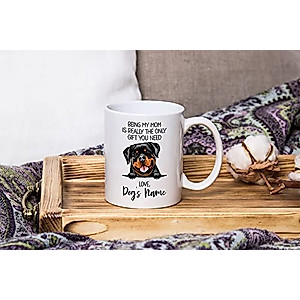 Personalized German Rottweiler Coffee Mug, Custom Dog Name, Customized Gifts For Dog Mom, Mother's Day, Gifts For Dog Lovers, Being My Mom is the Only Gift You Need