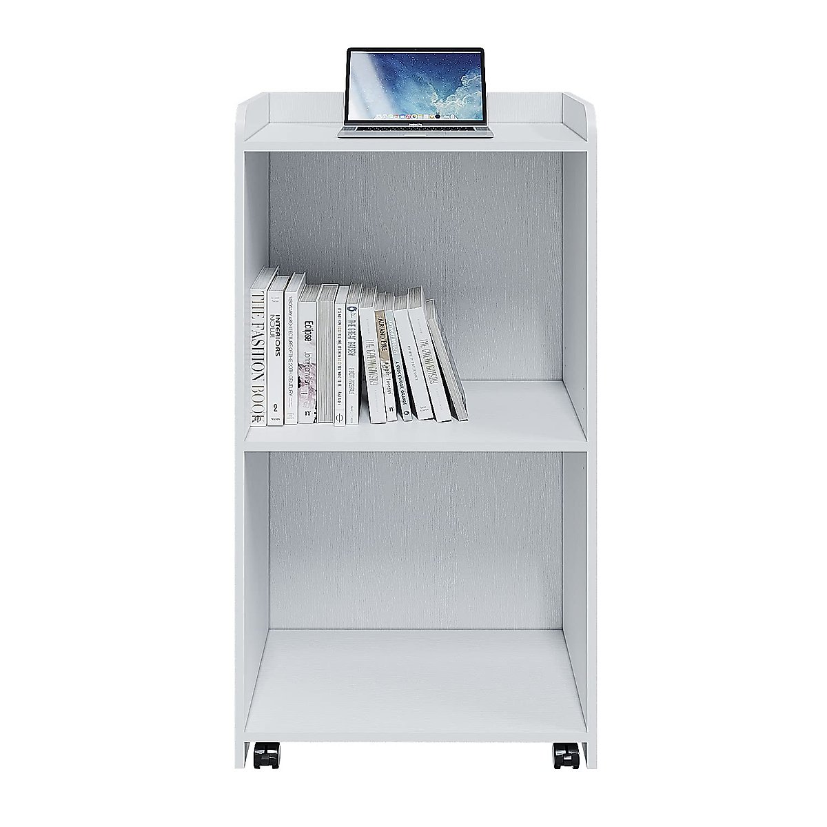 Panana Podium Stand - Hostess Stand with Wheels, Portable Podium Stand Reception Desk with Adjustable Shelf, Pulpits for Churches, Mobile Lectern Podium for Conference, Auditorium, Classroom, White