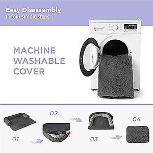 Lesure Calming Dog Couch Bed, Waterproof Dog Sofa Bed for Furniture Protector with Memory Foam Filling and Anti-Slip Handle, Removable Washable Pet Mat Cover, Dark Grey