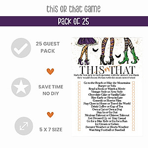 Witch Is Getting Hitched Bridal Shower Games – 25 Pack, Wedding Would She Rather Fun Activity Ideas for Guests, Rehearsal Dinner, Couples Shower, Halloween Party, This or That Birthday Game