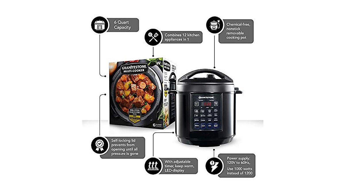 Granitestone 12-in-1 Multicooker with LED Display - All-in-One Cooker