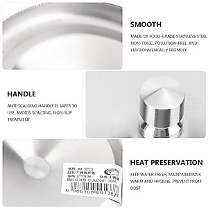 DOITOOL Tea Mug Lid 2Pcs Stainless Steel Coffee Mug Cover Water Beverage Drinking Cup Lid Cover Anti Tea Cup Cap 10cm (Silver) Universal Cup Lid