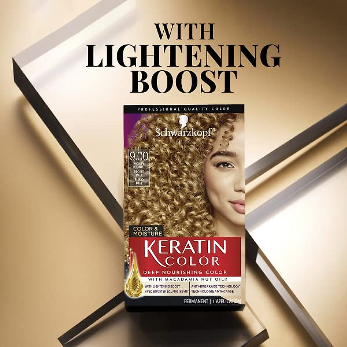 Schwarzkopf Keratin Color, Color & Moisture Permanent Hair Color Cream, 9.0 Honey Blonde