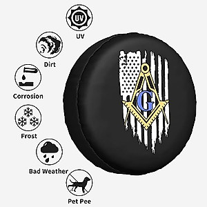 Freemason Masonic Tire Cover Waterproof Sunscreen Wheel Protectors for Trailer Rv SUV and Many Vehicle 15 Inch Tire Cover