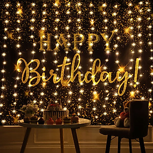 195 LED Curtain Tapestry Backdrop String Lights, 8 Strings 6.6x4.9Ft Tapestry Fairy String Light with Remote, 8 Modes Window Wall Hanging Light Strings for Bedroom Indoor Outdoor Graduation Decor