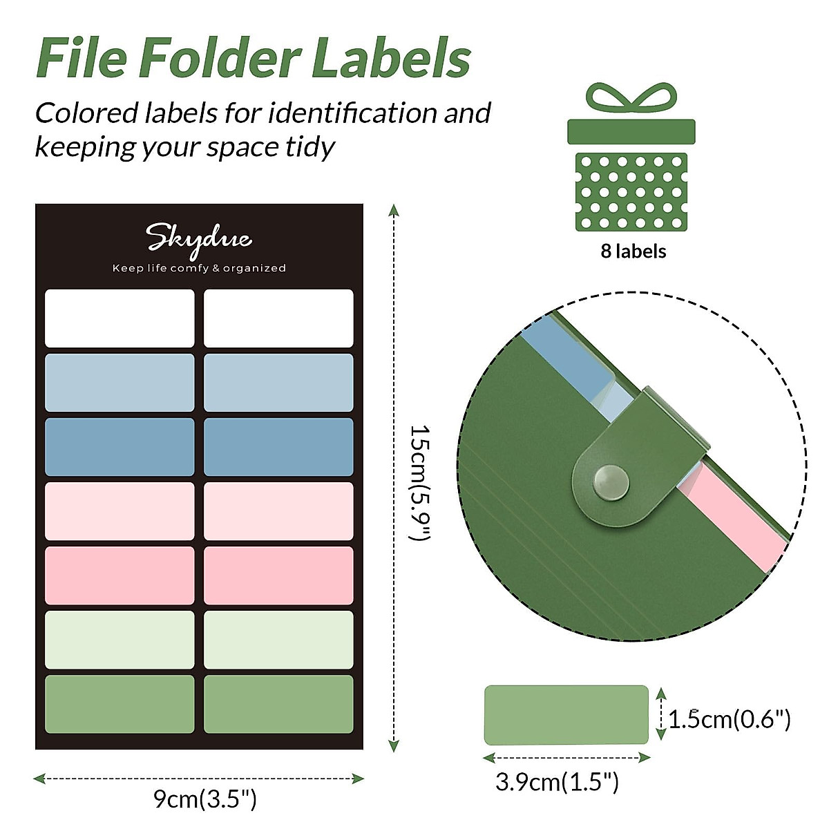 SKYDUE Expanding File Folder, Folders with 8 Pockets , Folder Organizer with Snap Closure A4 and Letter Size Accordian Document Paper Organizer for Home School Office (OliveGreen)