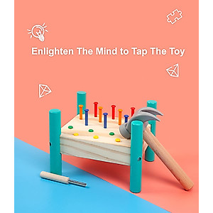OUJILA Wooden Baby Workbench Pounding Hammer Toy for Toddlers,STEM Educational Preschool Learning Toys for Kids, Great DIY Gift for Boys and Girls