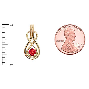 Infinity Rope July Birthstone Ruby 14k Yellow Gold Pendant