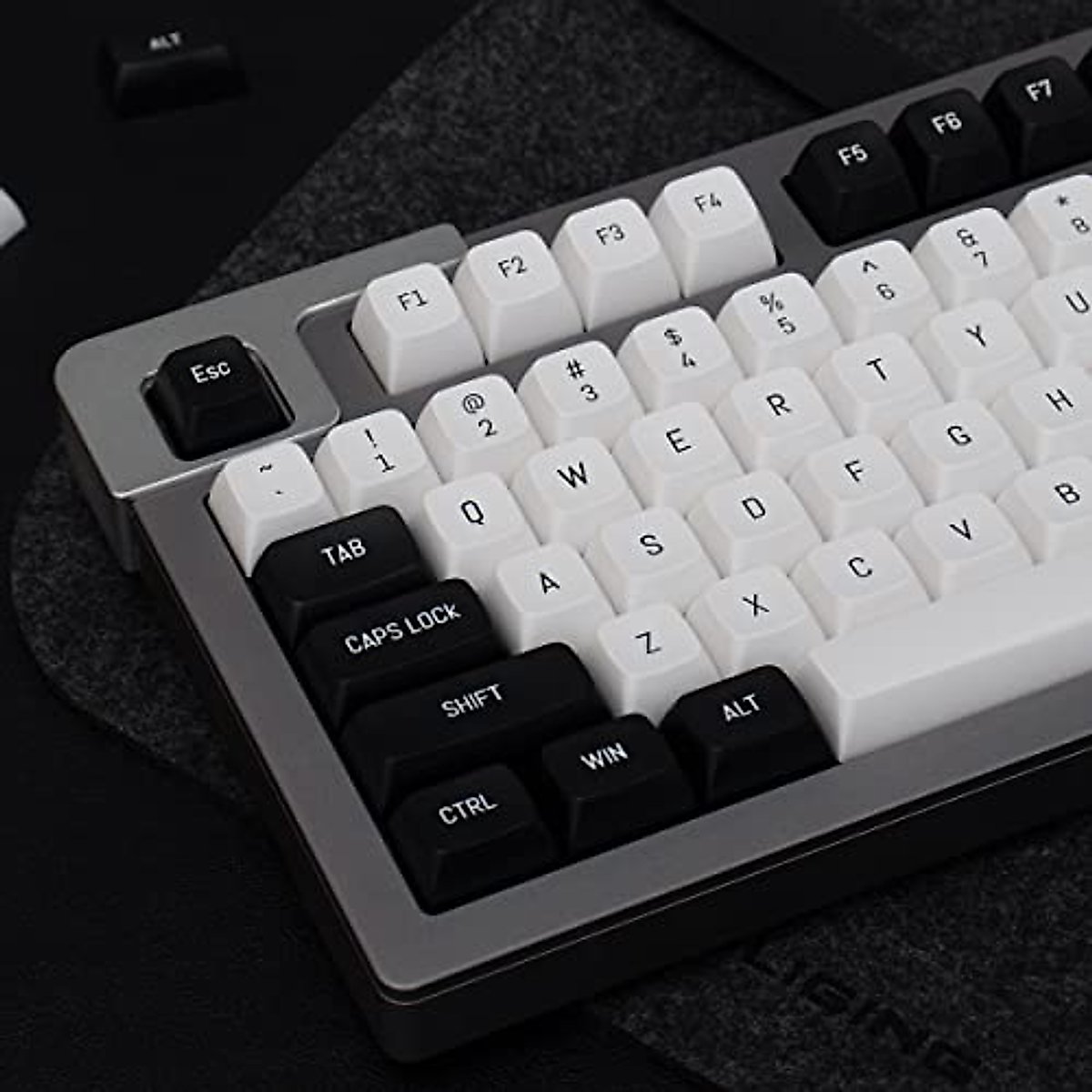 Black and White Keycaps Set 150 Keys MSA Profile Doubleshot Custom Keycaps for Cherry MX Gateron Kailh Box Switches Mechanical Gaming Keyboard