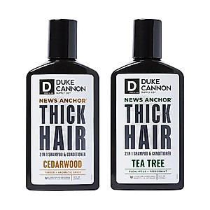 Duke Cannon Supply Co. News Anchor 2-in-1 Hair Wash Cedarwood, Tea Tree Formula - Paraben Free, Protein for Strength, Superior Hydration, No Harsh Sulfates, 10 oz. (Variety 2 Pack)