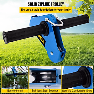 VEVOR Zip line Kits for Backyard 60FT, Zip Lines for Kid and Adult, Included Swing Seat, Zip Lines Brake, and Steel Trolley, Outdoor Playground Equipment