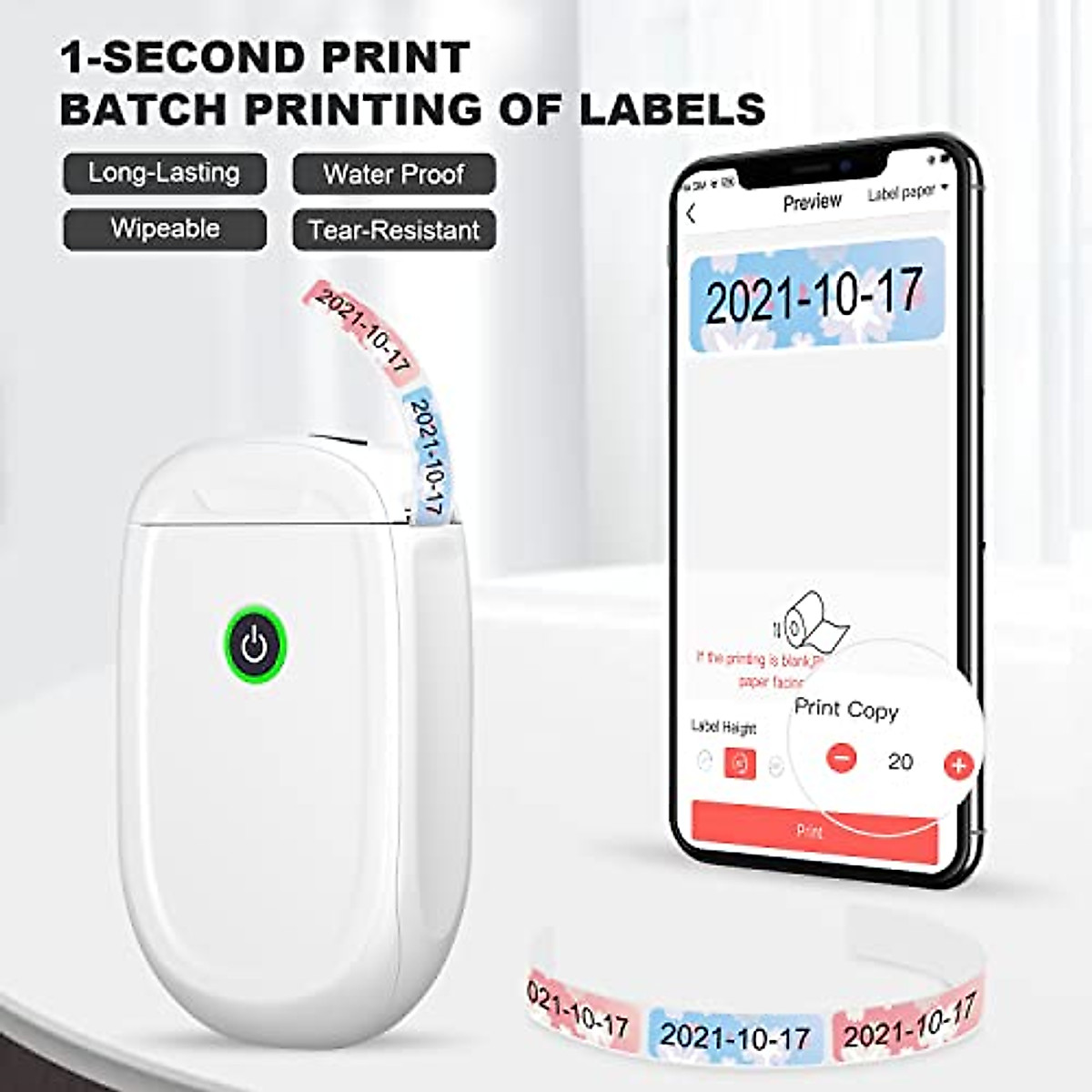 MARKLIFE P11 Label Maker Machine with Tape,Mini Thermal Wireless Inkless Sticker Printer Machine for Home Kitchen Office Organization
