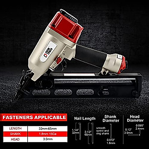 CREWTOWER NT65 15 Gauge, 1-1/4" to 2-1/2" Angle Finish Nailer Pneumatic Finishing Nail Gun for Molding, Baseboard, Trim and Finishing, Air-powered