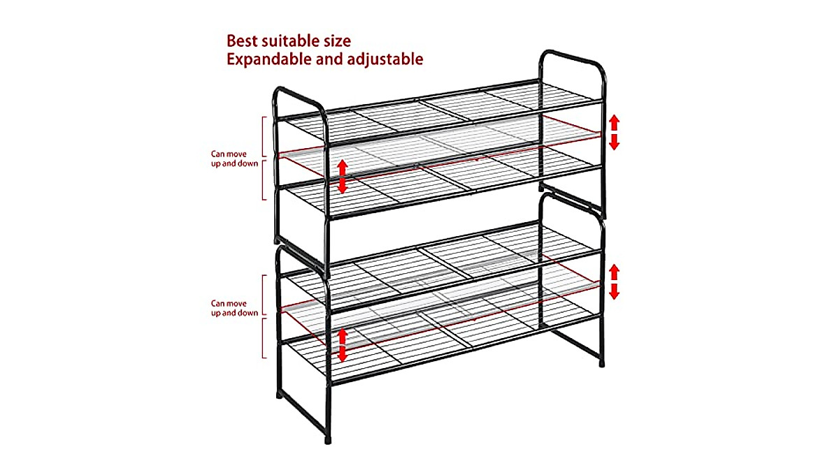 GEORIS 2-Tier Shoe Rack - Space-Saving Organizer for 15 Pairs